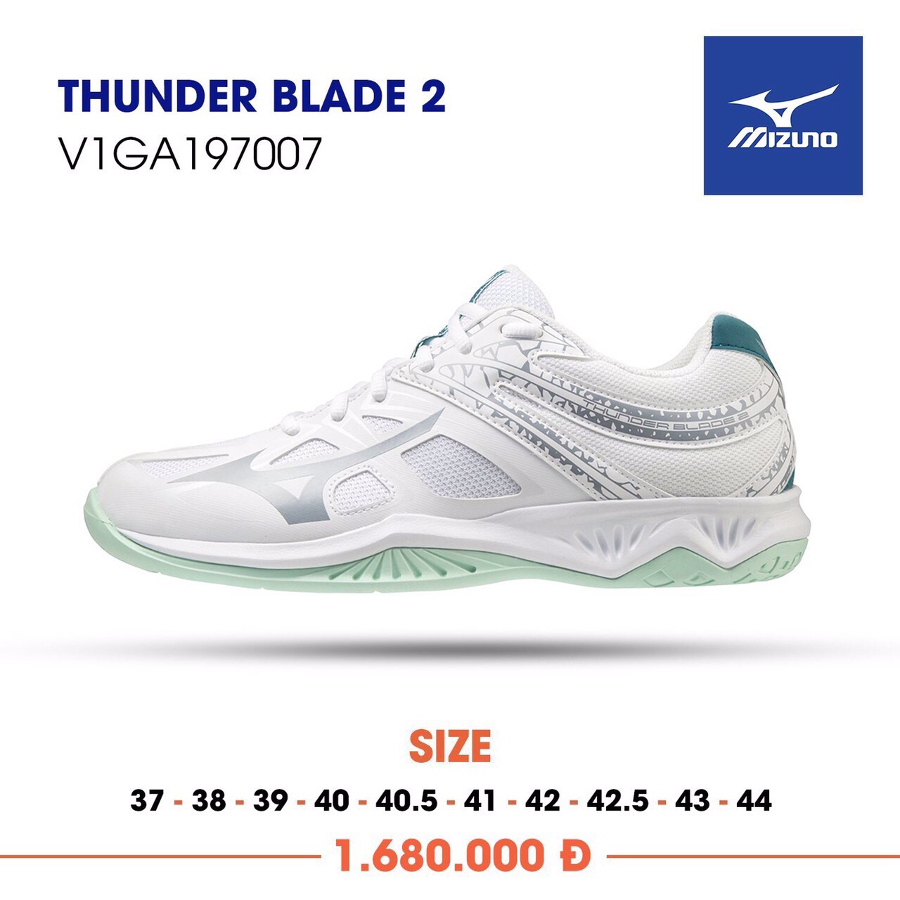 Giày mizuno thunder blade 2 trắng